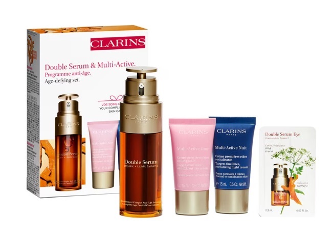 Clarins Activa Double Serum 50 ml + Multi-Active Día 15ml + Multi-Active Noche 15ml + Double ...